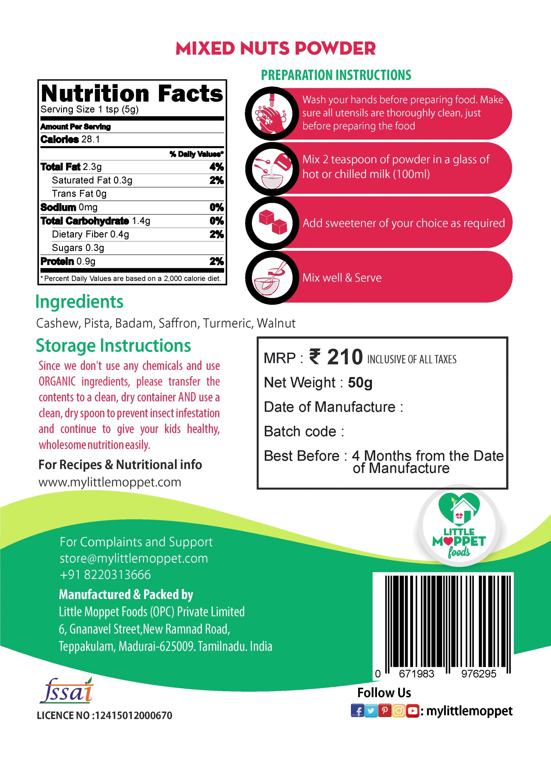 Mixed Nuts Powder for Kids with Walnut Trial Pack 50g - MyLittleMoppet ...