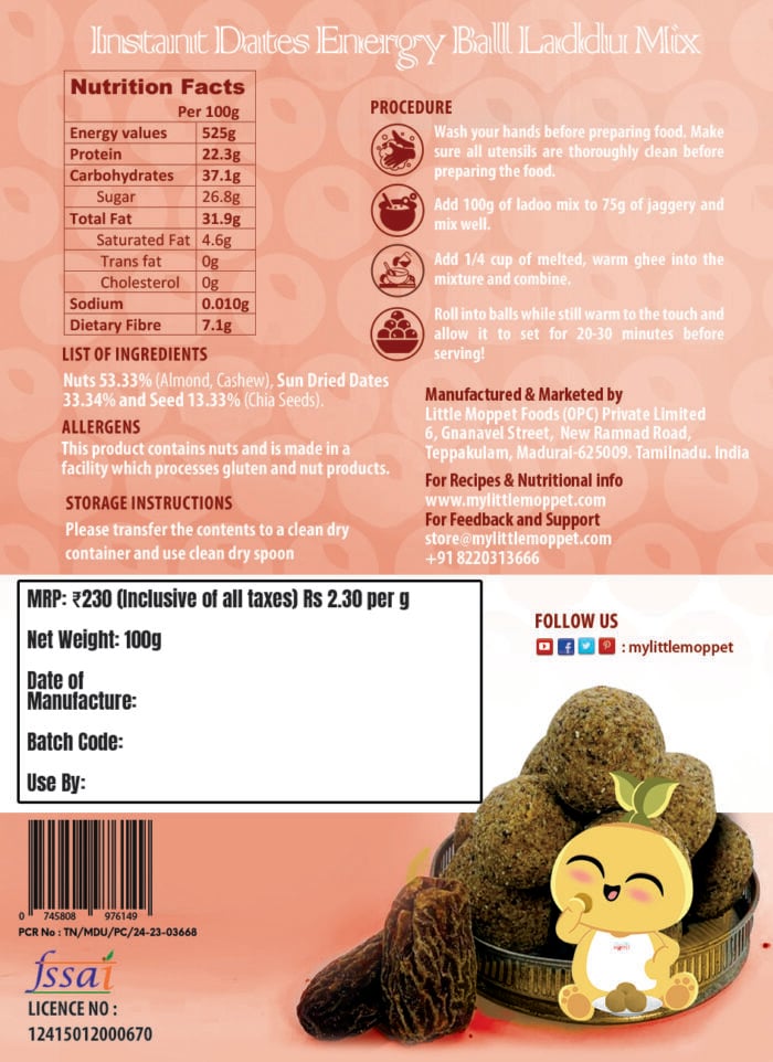 Instant Dates Energy Balls Mix - Trial Pack - MyLittleMoppet Store